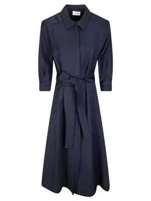 P.a.r.o.s.h Collared Belted Dress - Blue