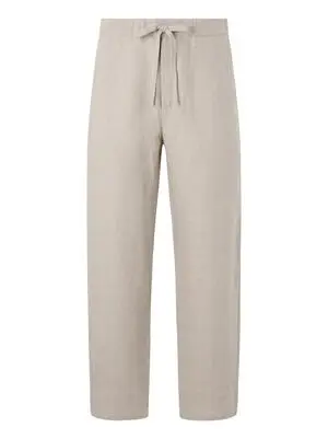 De Bonne Facture Lounge Straight-Leg Linen Trousers Neutrals
