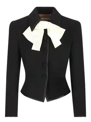 Valentino Garavani Bow-embellishment Wool Jacket - Black