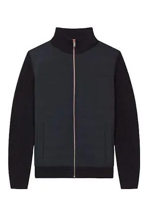 REISS Stretch-knit Crewneck Jumper - Navy