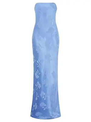 OMNES Woven Strapless Maxi Dress - Blue