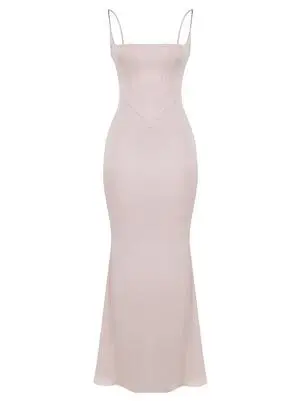 House Of Cb Olivette Corset Satin Maxi Dress - Crystal