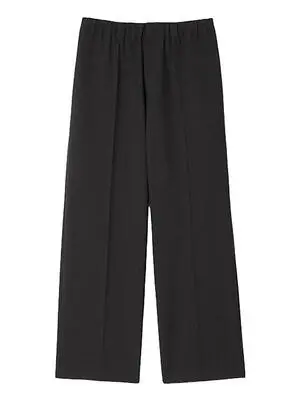 Sandro Elasticated-Waist Wide-Leg Stretch-Woven Trousers Dark Grey