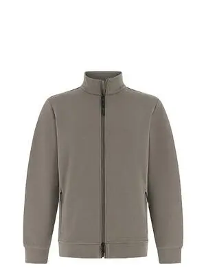 Boggi Milano Scuba Piqué Zip Cotton-blend Sweatshirt - Mud