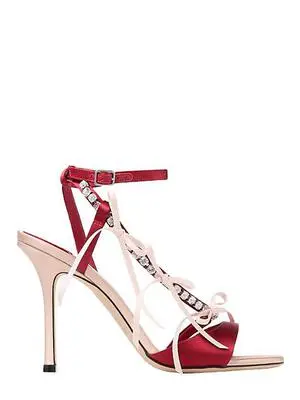 JIMMY CHOO Lula 100 Crystal-embellished Heeled Sandals - Macaron/ruby Red