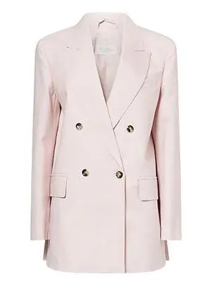 Max Mara Double-breasted Wool-silk Blend Blazer - Beige Pink