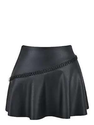 House Of Cb Braided-trim Faux-leather Mini Skirt - Black