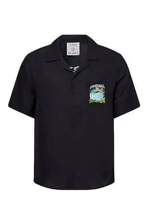 Casablanca Volcano Monogram Silk Shirt Xl Black