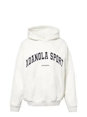 ADANOLA Logo-embroidered Oversized Cotton Hoodie - Light Grey Melange