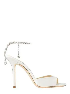 JIMMY CHOO Saeda Crystal-embellished Satin Courts - Ivory/crystal