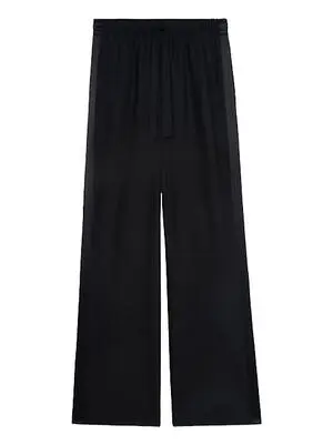 Zadig&Voltaire Satin-stripe Straight-leg Stretch-woven Trousers - Black