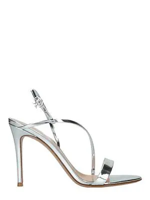 GIANVITO ROSSI Manhattan Leather Heeled Sandals - Silver