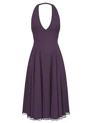House Of Cb Floral-pattern Woven Midi Dress - Grape