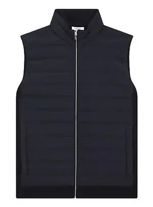 REISS Padded Pu And Knitted Gilet - Navy