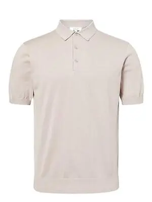 ARNE Buttoned Short-sleeve Knitted Polo Shirt - Stone