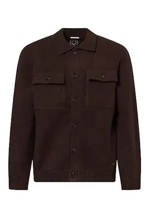 BELIER Patch-pocket Collared Knitted Overshirt - Brown