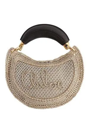 Chloé Summer Banana Raffia Hobo Bag - Silver