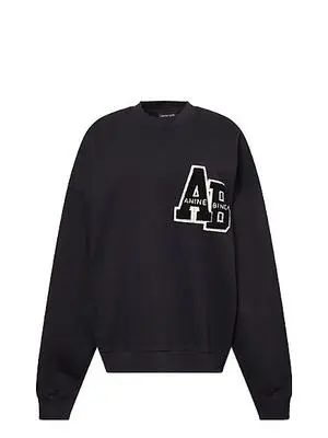 ANINE BING Miles Oversized Cotton-jersey Sweatshirt - Black