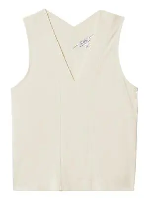 REISS Mira V-neck Sleeveless Woven Top - Ivory