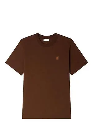 Sandro Logo-patch Crewneck Cotton T-shirt - Ginger Bread