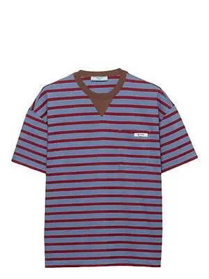 Prada Oversized Striped Cotton-jersey T-shirt - Blue