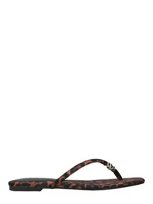 Steve Madden Maliyah Leopard Flat Leather Sandals - Brown/oth