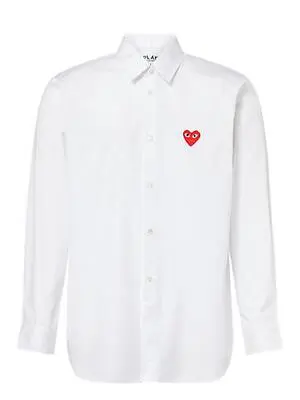 Play Comme Des Garcon Heart Logo-embroidered Cotton Shirt - White
