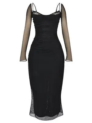 House Of Cb Corseted Stretch-woven Maxi Dress - Black