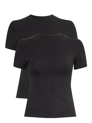 SKIMS Pack Of Two Stretch-cotton T-shirts - Soot