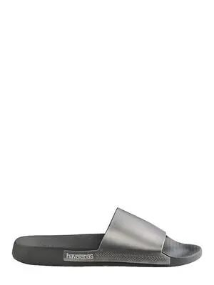 Havaianas Classic Metallic Rubber Sliders - Steel Grey