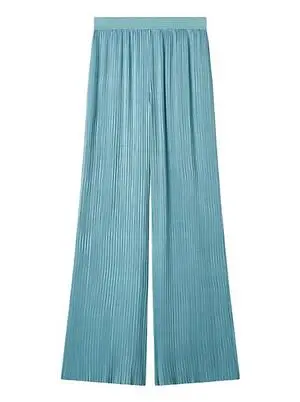 JOSEPH Pleated Satin Trousers - Chambray