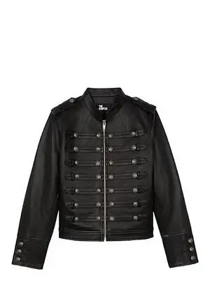 The Kooples Heritage-button Leather Jacket - Black