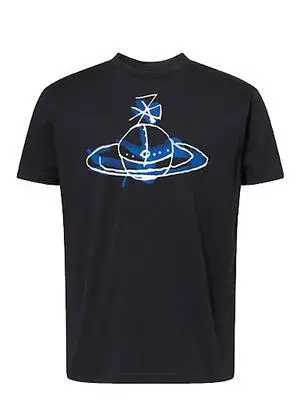 VIVIENNE WESTWOOD Drawn Orb Crewneck Cotton-jersey T-shirt - Black