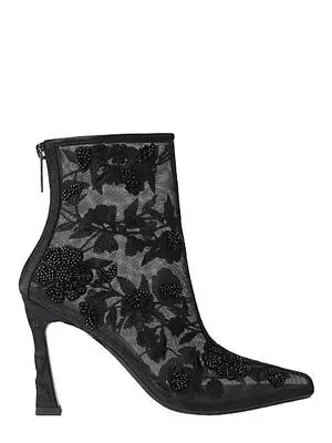 Kurt Geiger Transform Embroidered Woven Heeled Ankle Boots - Black/comb