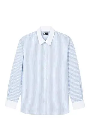 The Kooples Striped Relaxed-fit Cotton Shirt - Blue