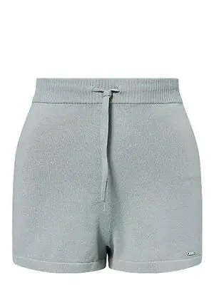 ADANOLA Logo-plaque Mid-rise Knit Shorts - Cloud Blue