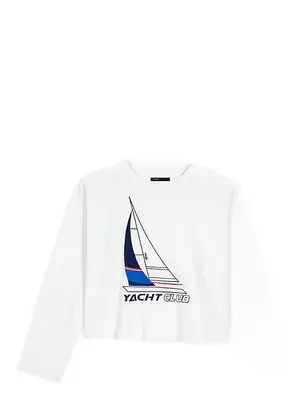 Maje Boat-print Cropped Cotton T-shirt - White