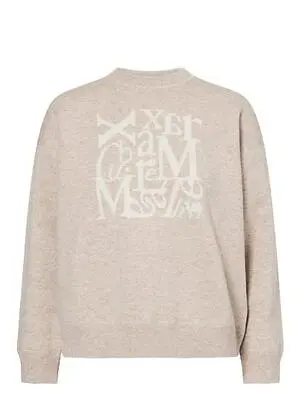 Max Mara Text-print Round-neck Wool-blend Jumper - Beige