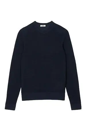 Sandro Textured Crewneck Cotton Knitted Jumper - Bleus