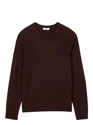 Sandro Sandro Textured Crewneck Cotton Knitted Jumper Chocolate