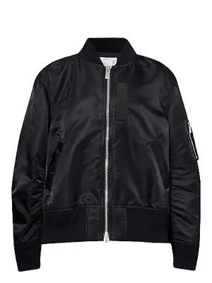 Sacai Relaxed-fit Ruched-sleeves Shell Jacket - Black