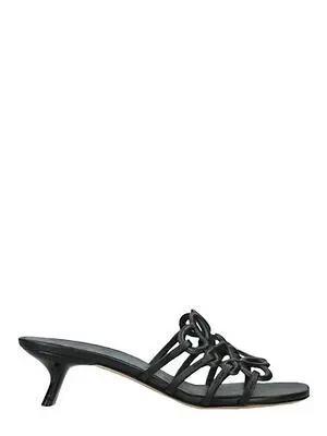 Loewe Petal Anagram 45 Leather Heeled Slides - Black