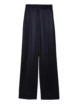 JOSEPH Wide-leg Satin Trousers - Black