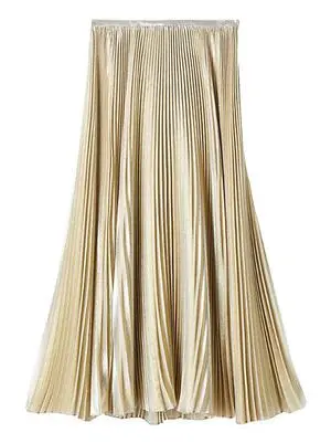 JOSEPH Essai Pleated Silk-blend Midi Skirt - Gilt
