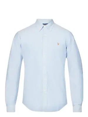 Polo Ralph Lauren Long-sleeved Button-down Custom-fit Cotton Oxford Shirt - Blue