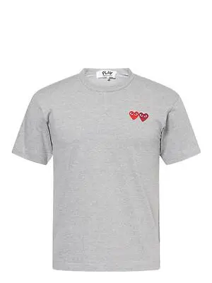 Play Comme Des Garcon Heart-embroidered Cotton-jersey T-shirt - Grey