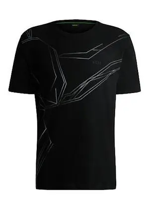 BOSS Degradé-print Short-sleeve Cotton-jersey T-shirt - Black