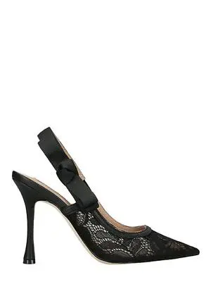 Steve Madden Brylie Lace Heeled Slingback Courts - Black