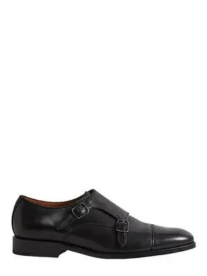 REISS Amalfi Double-monk Leather Shoes - Black