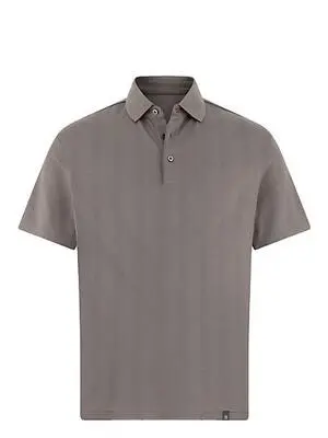 Boggi Milano Jersey Polo Shirt With Cafe Yarn - Mud